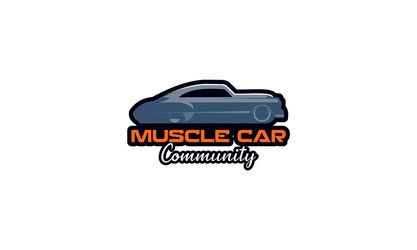 Muscle car community logo design Royalty Free Vector Image