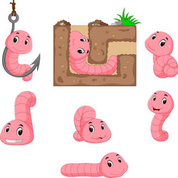 Cute pink worm cartoon Royalty Free Vector Image