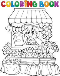 Coloring book farmer theme 1 Royalty Free Vector Image