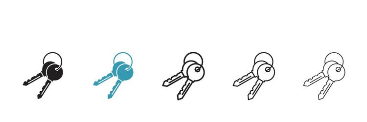 Keys icon set house lock car key symbol Royalty Free Vector