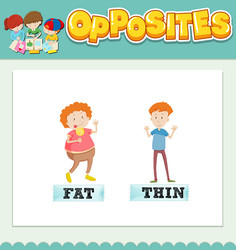 Opposite words for fat and thin Royalty Free Vector Image