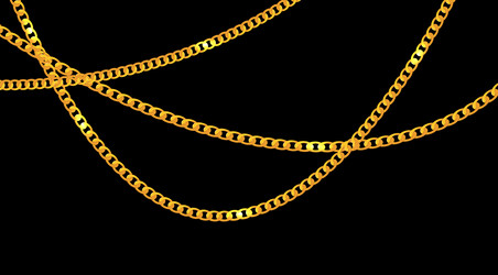 Gold chain jewelry on black background Royalty Free Vector