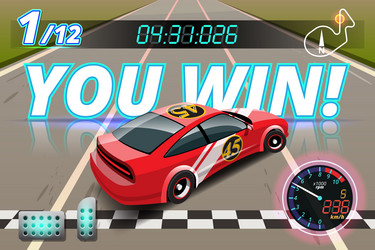 Winner in speed car racing goal checkered Vector Image