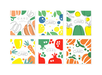 Abstract vegetable and fruit card design set Vector Image