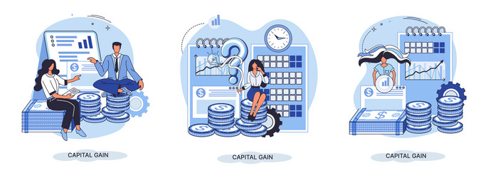 Capital gain metaphor net income monetary profit Vector Image