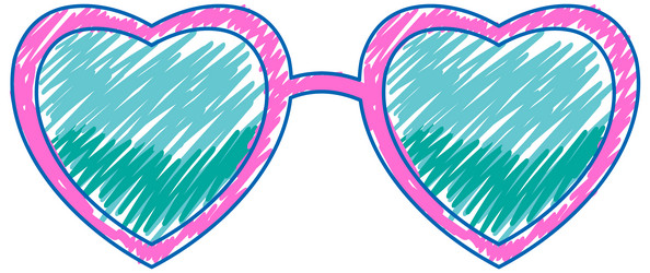 Heart sunglasses in pencil colour sketch simple Vector Image