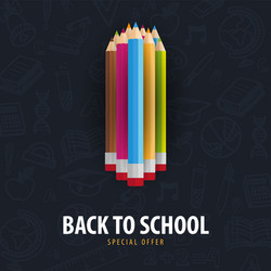 Back to school banner with colour pencils and hand