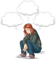 Depressed teenage with speech bubbles Royalty Free Vector