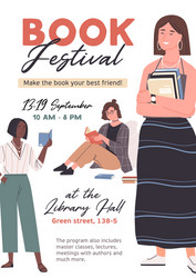 Flyer or poster template for book club promotion Vector Image