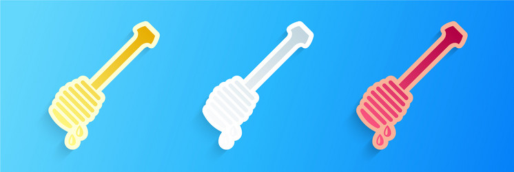 Paper cut honey dipper stick with dripping Vector Image