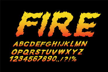 Fire font flame alphabet fiery letters burning abc
