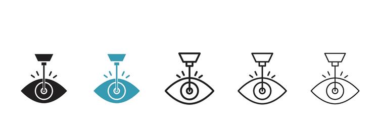 Lasik laser eye surgery icon set ophthalmology Vector Image