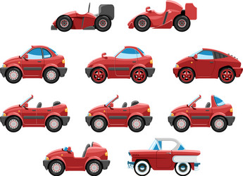 Set of three cars in four different colors Vector Image