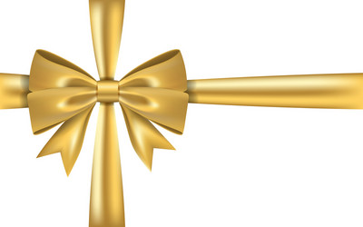 Golden bow with ribbon realistic gift box Vector Image