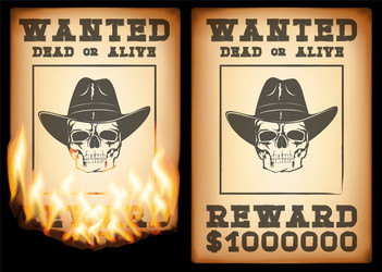 Cowboy skeleton western gunfighter with guns retro