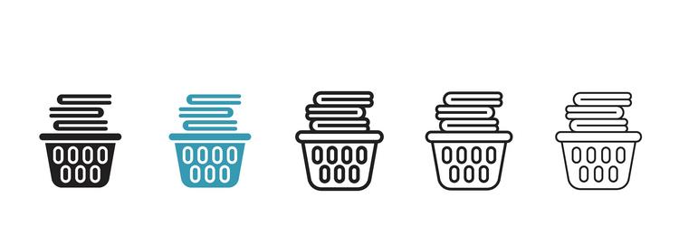 Laundry basket icon set dirty clothes washing Vector Image