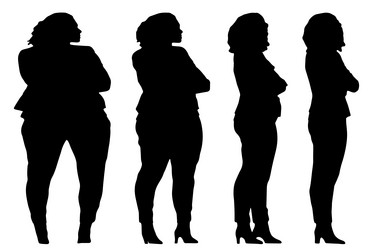 Overweight obese female vs slim fit Royalty Free Vector