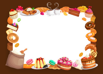 Pastry and bakery food frame border Royalty Free Vector