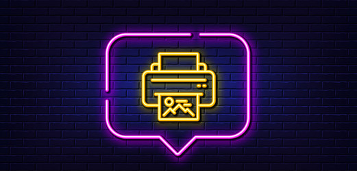 Printer icon printout device sign neon light Vector Image