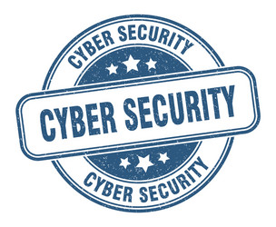 Cyber security stamp label round Royalty Free Vector Image