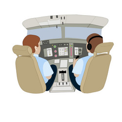 Cartoon male pilot cockpit plane with control Vector Image