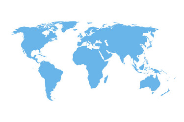 Blue blank world map Royalty Free Vector Image