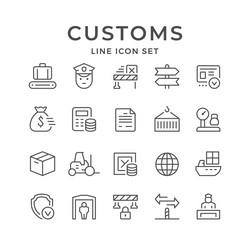 Customs line icons include Royalty Free Vector Image