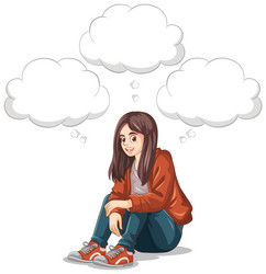 Depressed teenage with speech bubbles Royalty Free Vector