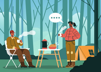 Hand drawn people forest Royalty Free Vector Image