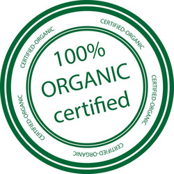 100 percent organic certification badge Royalty Free Vector