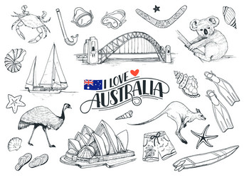 Collection of australia doodle Royalty Free Vector Image