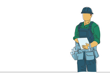 Continuous one line drawing worker using Vector Image