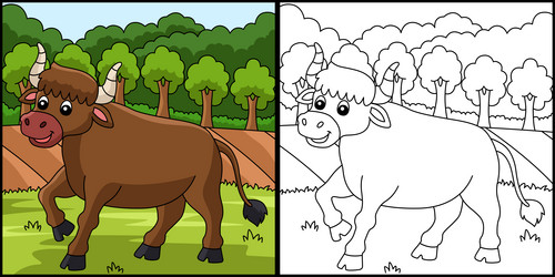 Ox animal coloring page for adults Royalty Free Vector Image