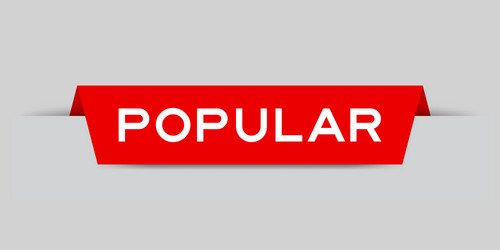 Square label banner with word popular in green Vector Image