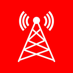 Parabolic antenna and radiation sign line Vector Image