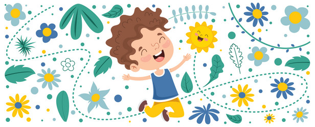 Colorful flowers and kids Royalty Free Vector Image