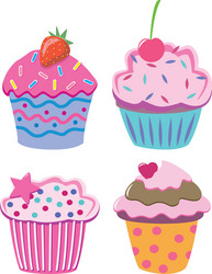 Fruit cupcake isolated on white Royalty Free Vector Image