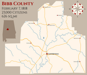 Detailed infographic and map of bibb county Vector Image