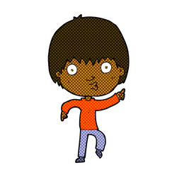 Comic cartoon impressed boy Royalty Free Vector Image