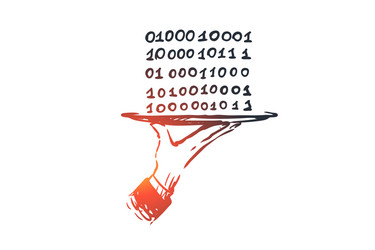 Hacking binary code doodle icon hand drawn Vector Image