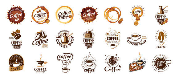 Set of coffee symbols icons and signs Royalty Free Vector