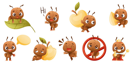 Cute little ant baby doing various activity big Vector Image