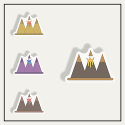 Volcano mountain top exploding sticker Royalty Free Vector