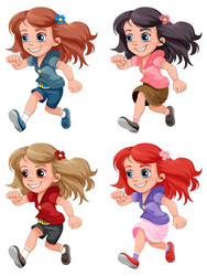 Cute girl running cartoon character Royalty Free Vector