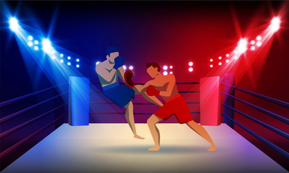 Boxer knocking out at boxing ring arena Royalty Free Vector