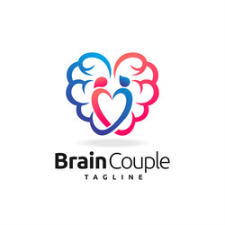 Brain love logo with simple concept Royalty Free Vector