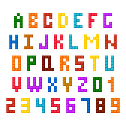 Plastic construction blocks font alphabet letters Vector Image