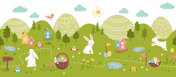 Cute easter egg hunt design map for children hand Vector Image