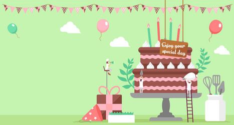 Happy birthday cake motif banner Royalty Free Vector Image