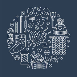 Knitting crochet hand made banner Royalty Free Vector Image